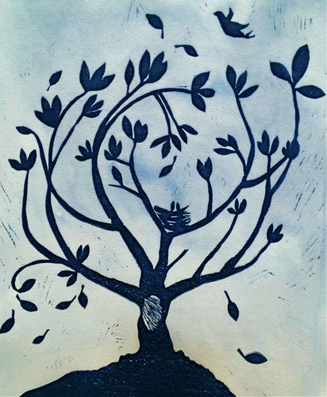 Linoleum Tree Prints